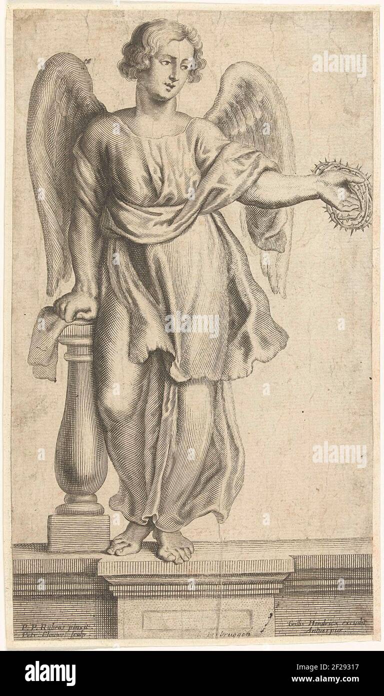 Engel met doornenkroon; SS Apostolorum Iconen.The print shows an angel ...