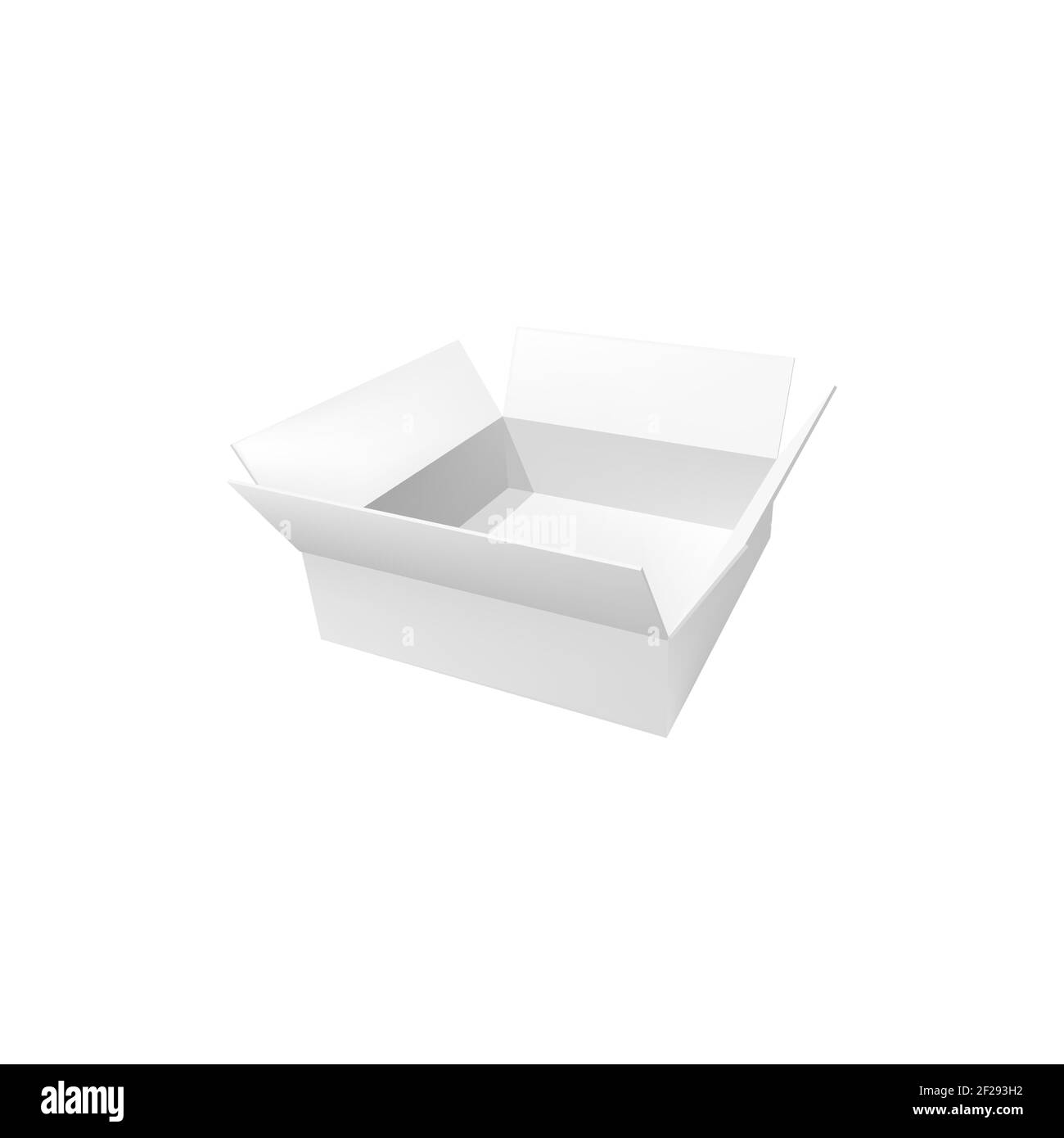 White box 3d vector mockup. Open carton paper blank pack, isolated ...