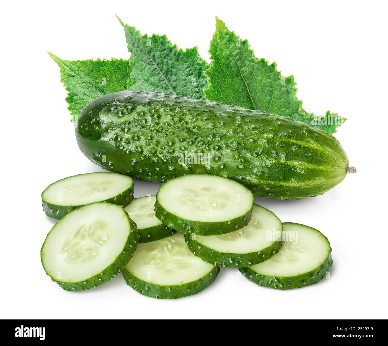 Sliced cucumber isolated on white background with clipping path and full depth of field Stock ...