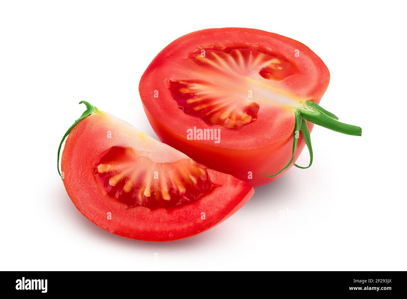 Tomato half and slice isolated on white background with clipping path ...
