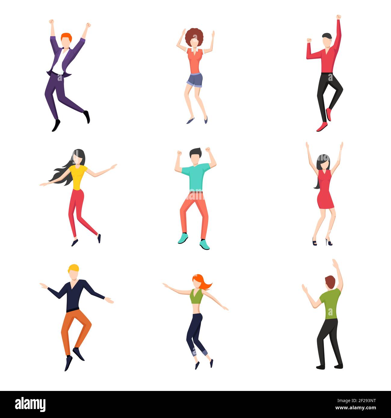 Set of dancing people in flat style. Young and dance, dancer pose set ...