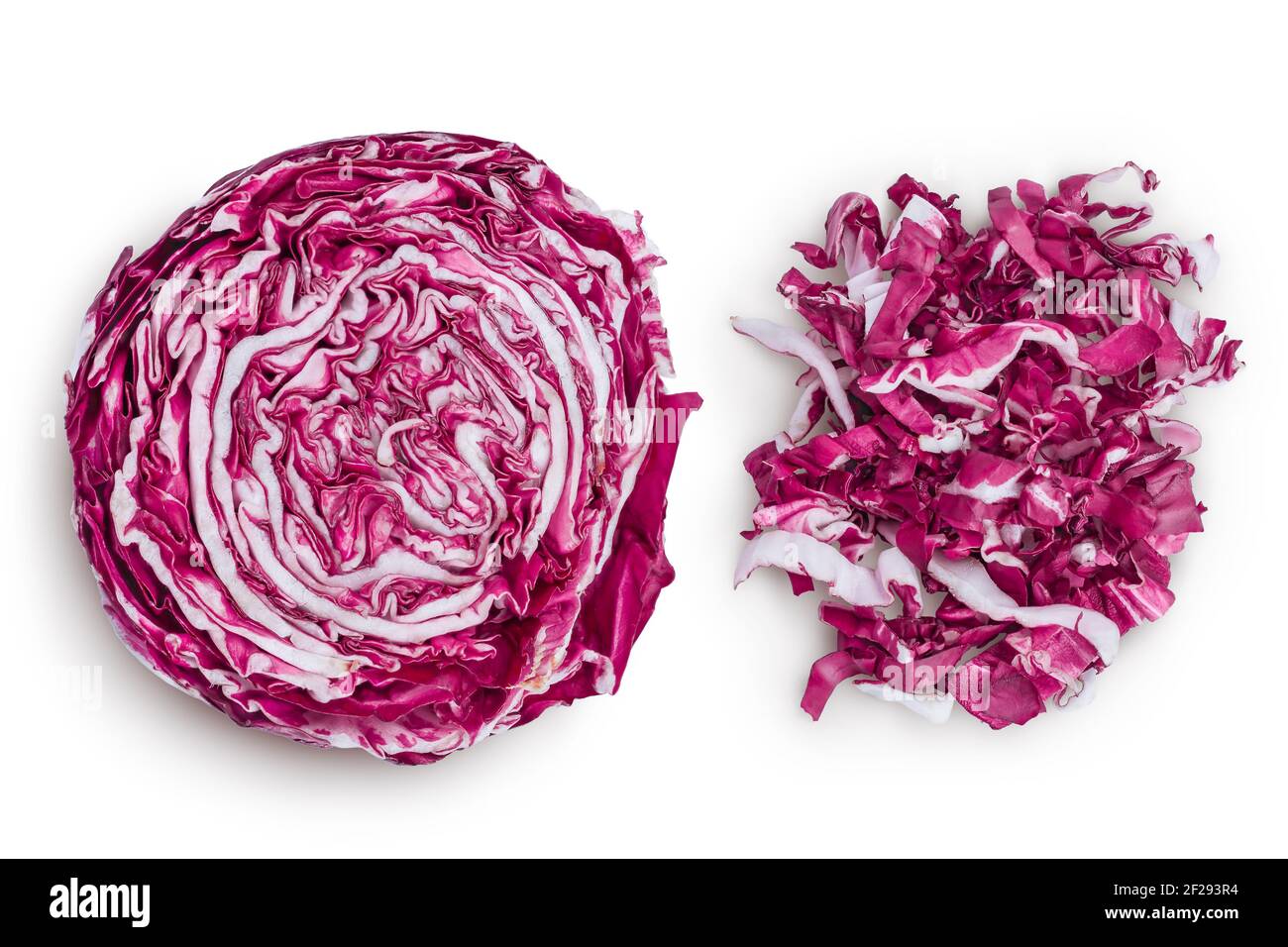Fresh red radicchio salad chopped isolated on white background with ...