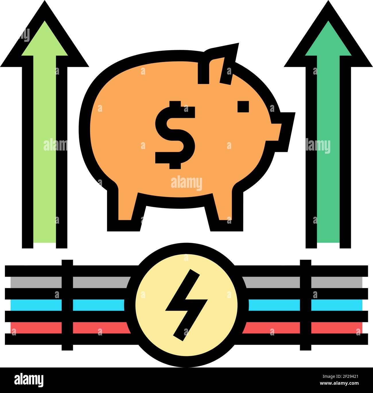 growth money energy saving color icon vector illustration Stock Vector ...