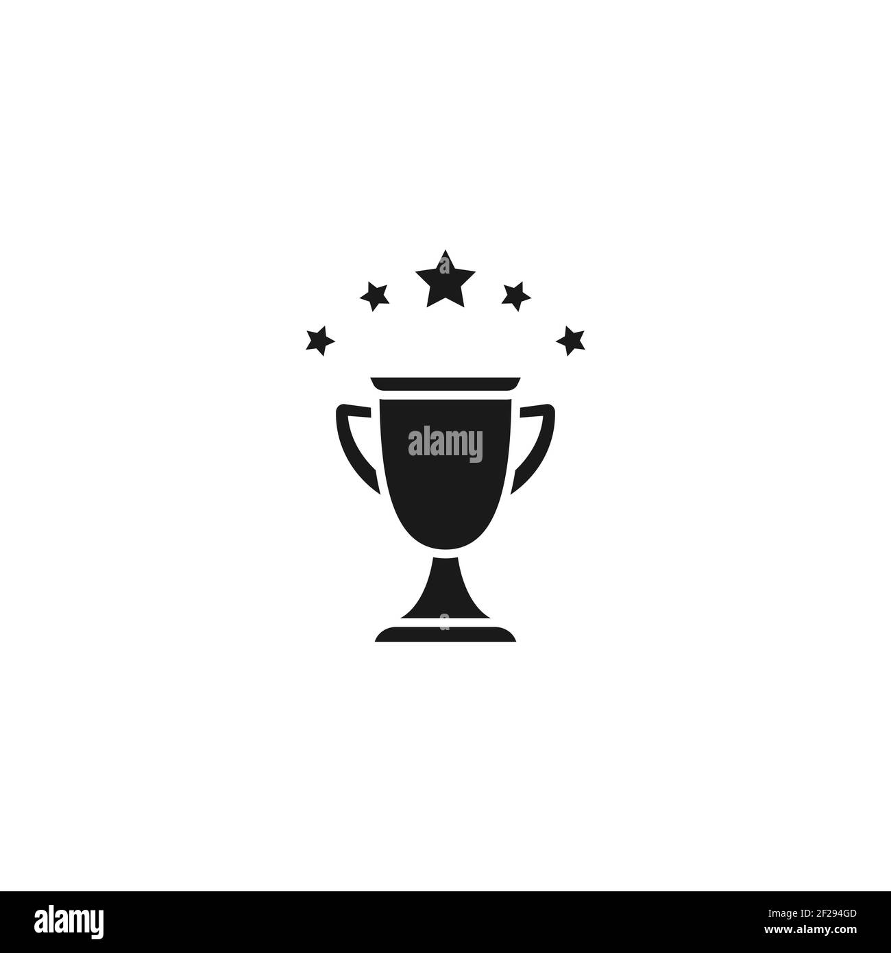 Trophy, winning cup with stars isolated on white background. First ...