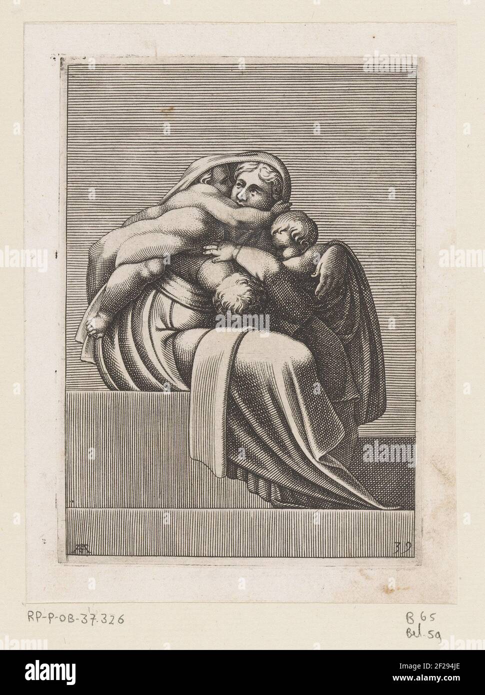 Sitting woman with three children; Paintings in the Sistine Chapel ...
