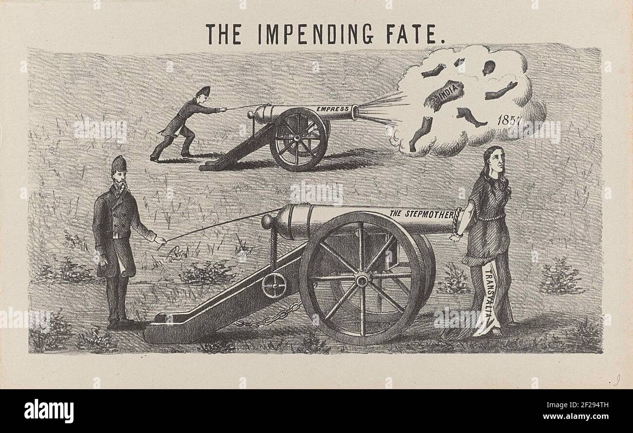 Transvaal vastgebonden voor een kanon, 1877; The Impending Fate ...
