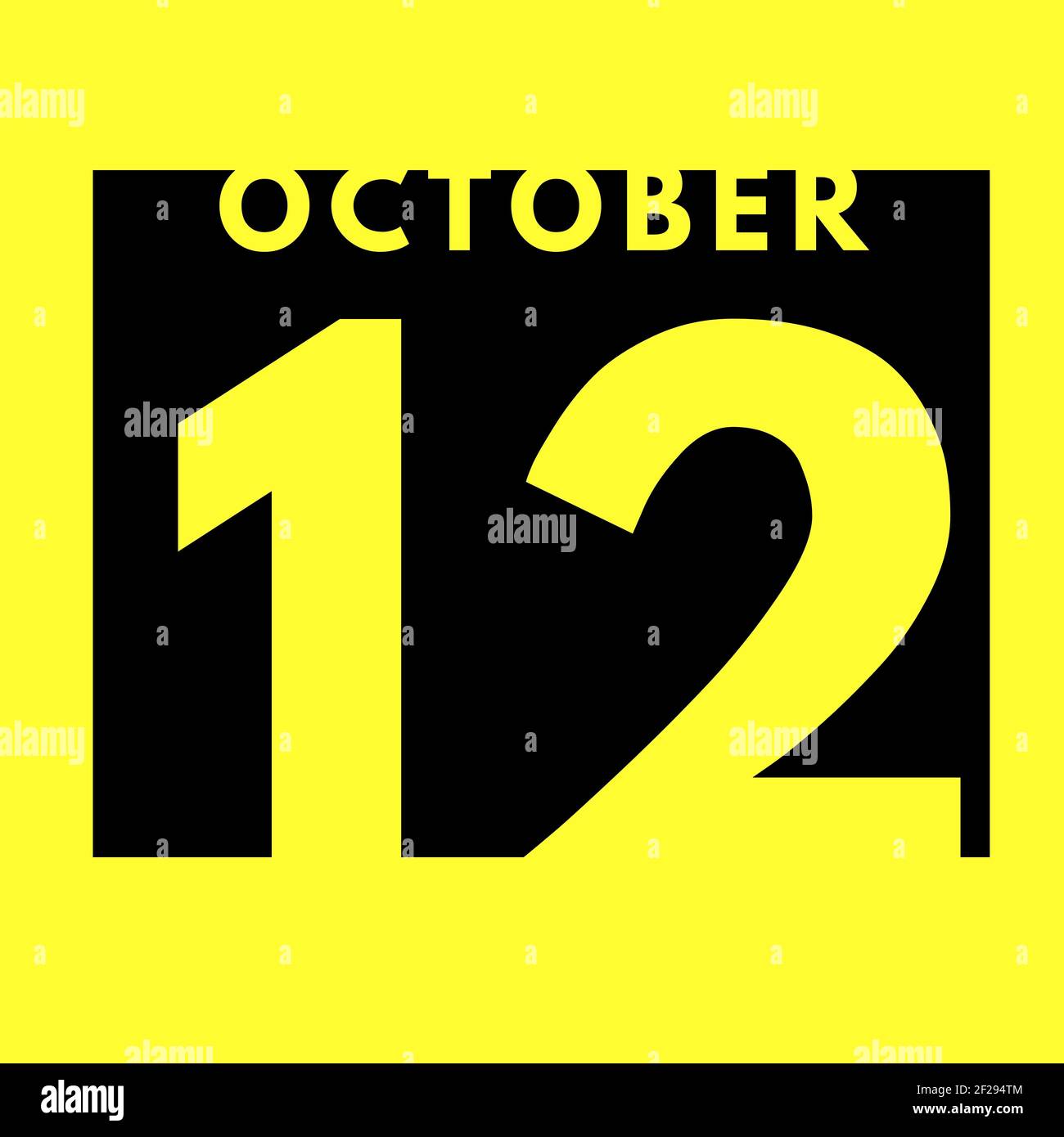 October 12 . flat modern daily calendar icon .date ,day, month ...