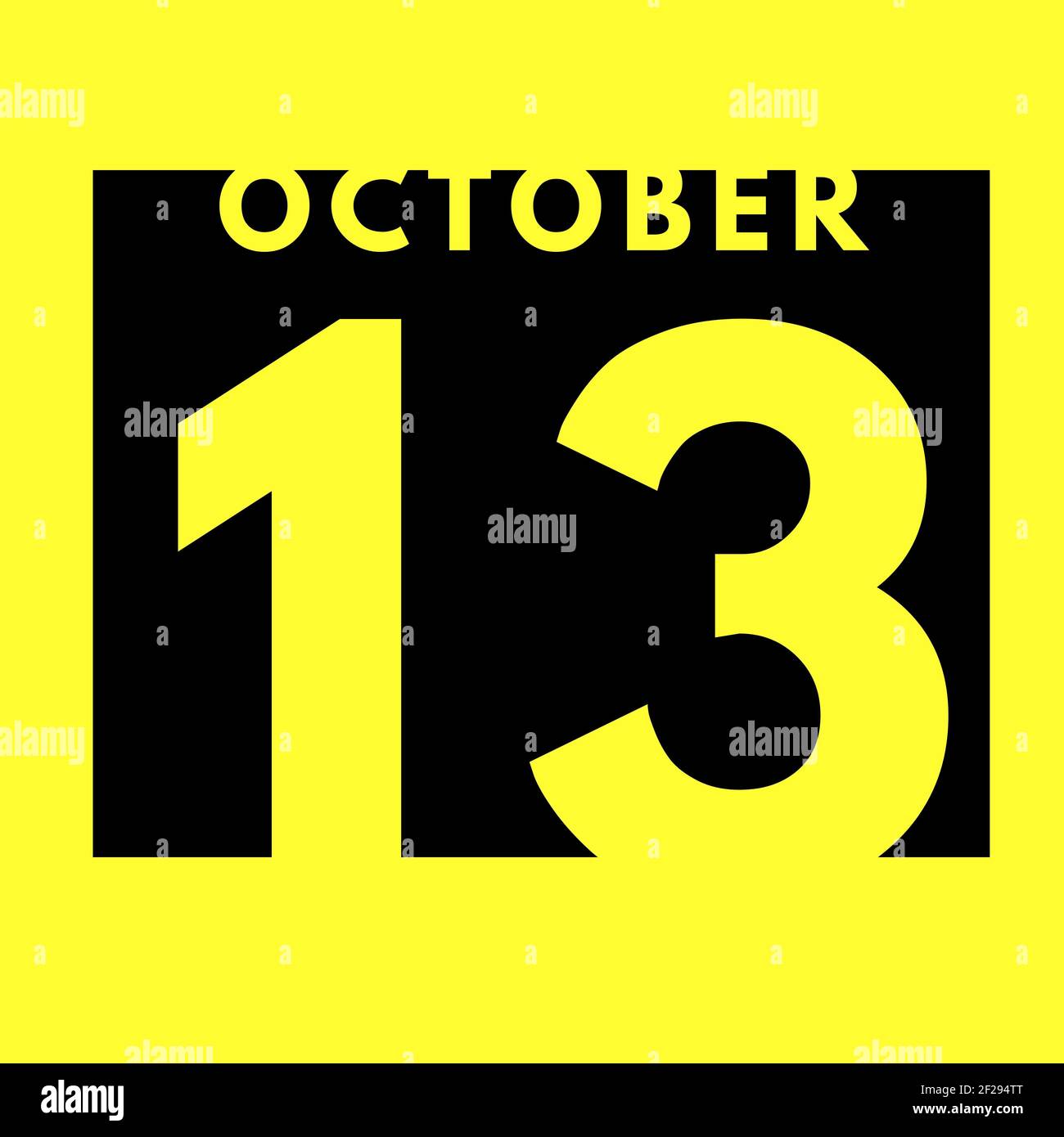 October 13 . flat modern daily calendar icon .date ,day, month ...