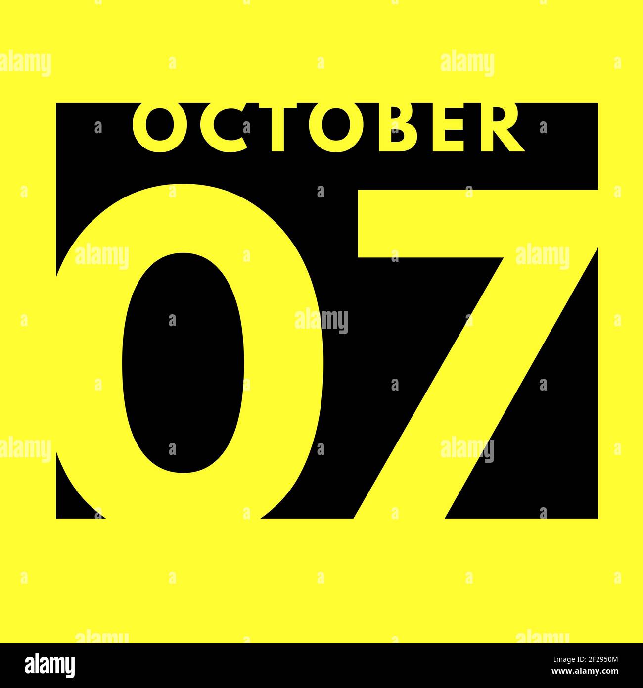 October 7 . flat modern daily calendar icon .date ,day, month .calendar ...