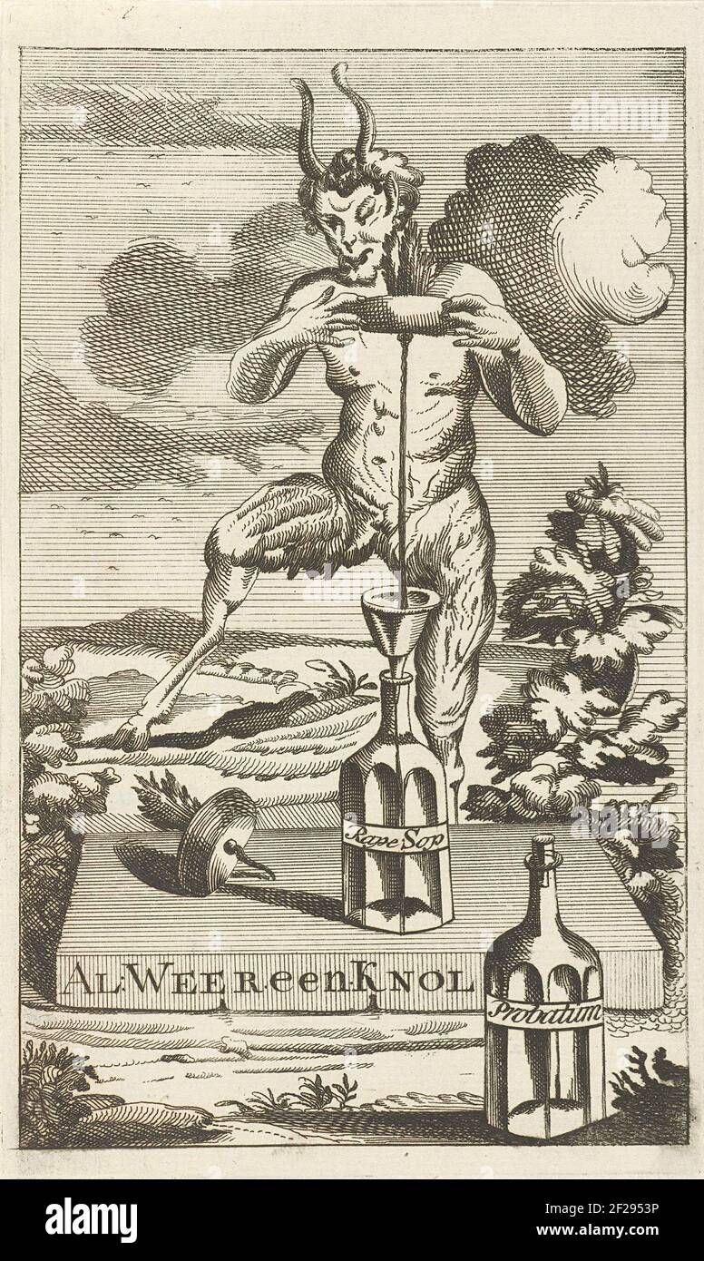 Spotprent op Daniel Raap, 1752.Cartoon on the goalkeeper Daniël Raap ...