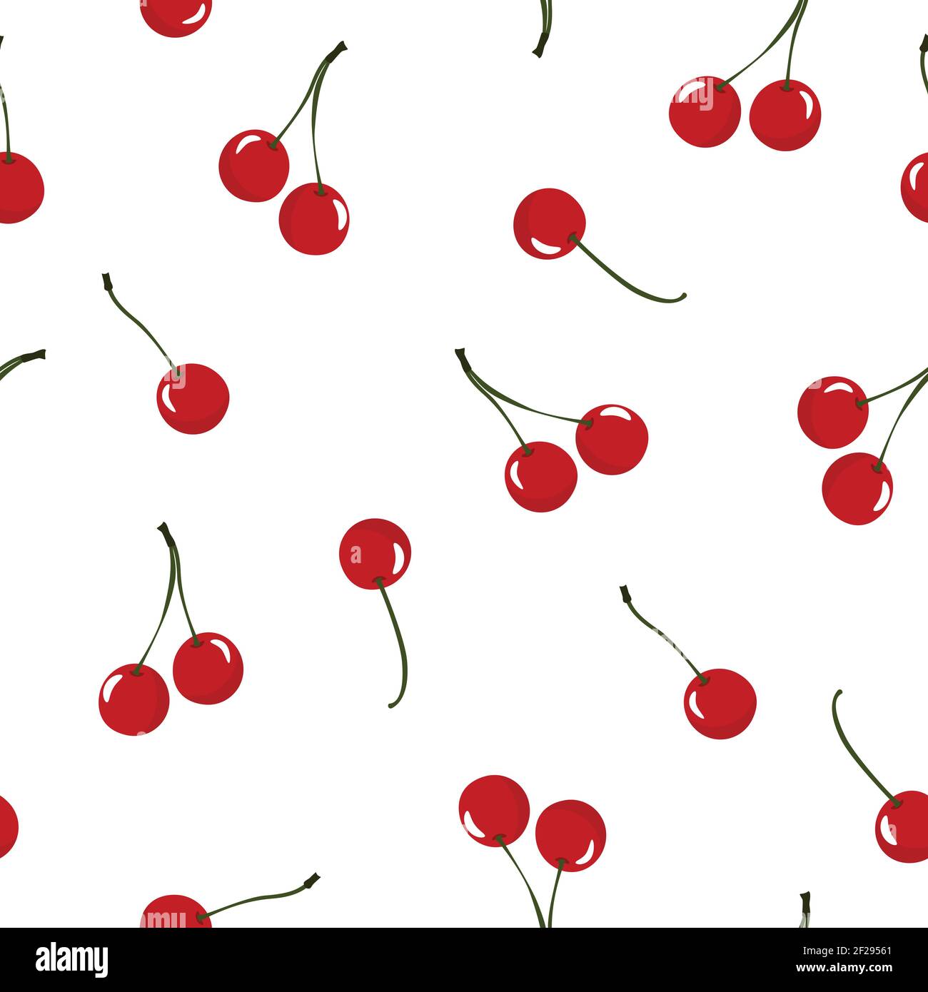 Seamless pattern with red cherries on white background. Vector ...