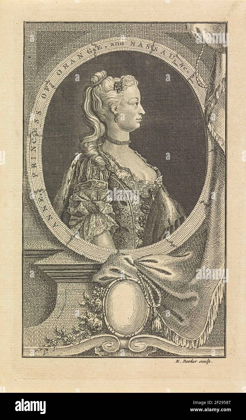 Portret van Anna van Hannover.Portrait of Anna in an oval with ...