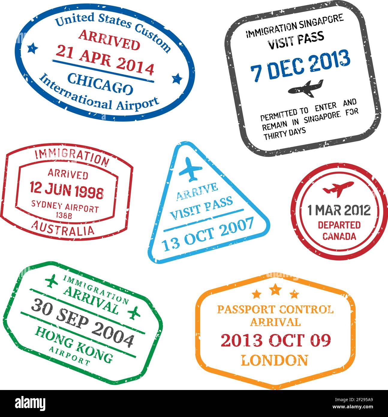 International business travel stamps set Stock Vector Image & Art - Alamy