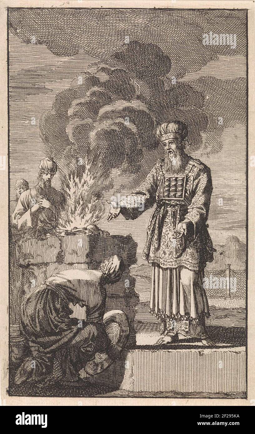 Priest at a burning altar Stock Photo - Alamy