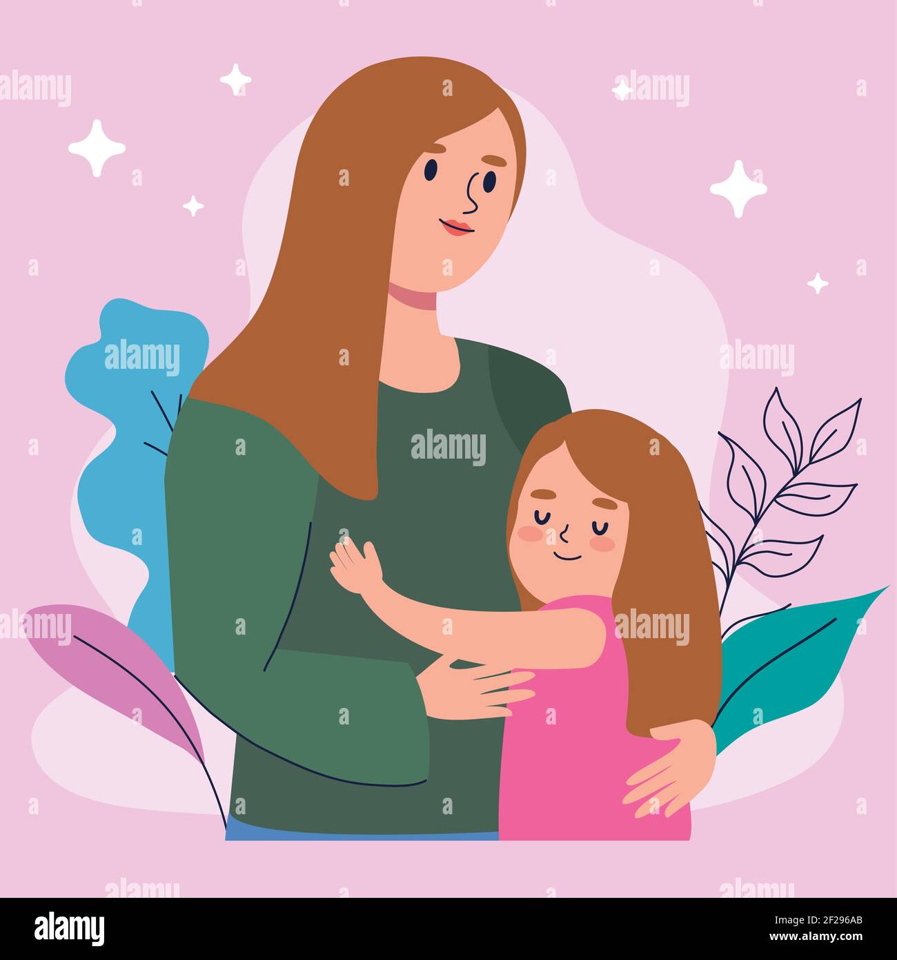Mother Hugging Daughter Stock Vector Image And Art Alamy