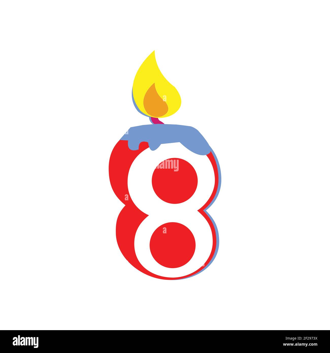 number eight birthday candle on clean white backdrop Stock Vector Image ...