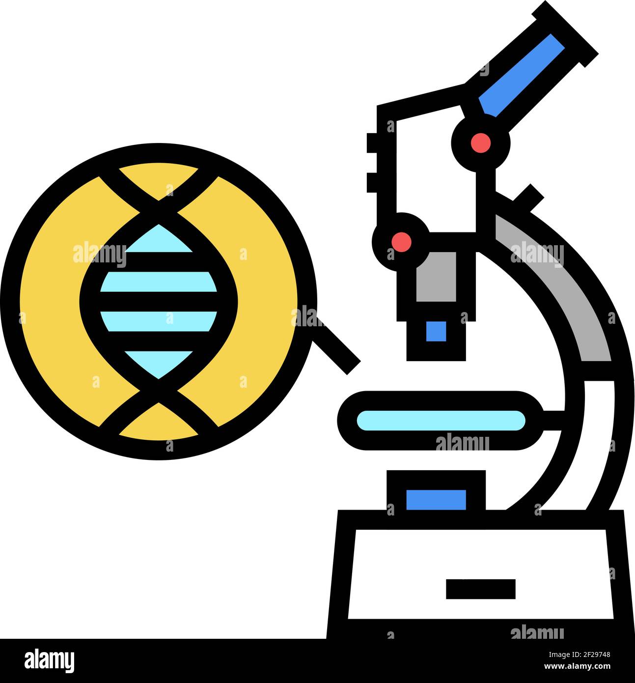 microscope for research genetic molecule color icon vector illustration ...