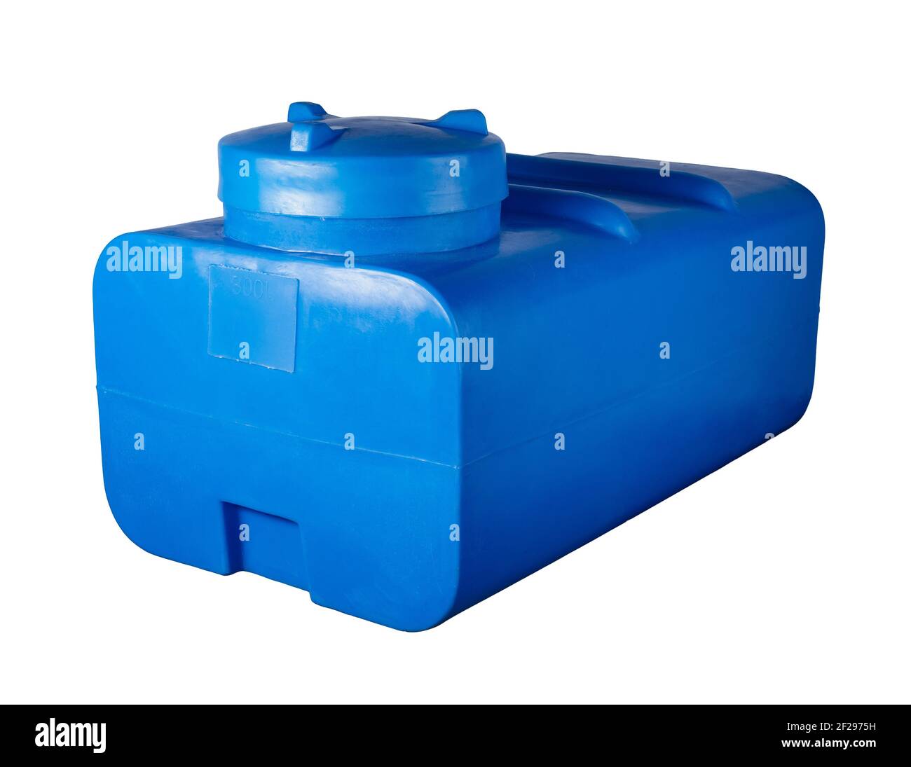 Blue plastic water tank isolated on white Stock Photo - Alamy