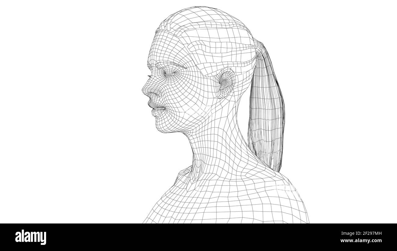 Wireframe portrait of a young beautiful girl Stock Vector Image & Art ...