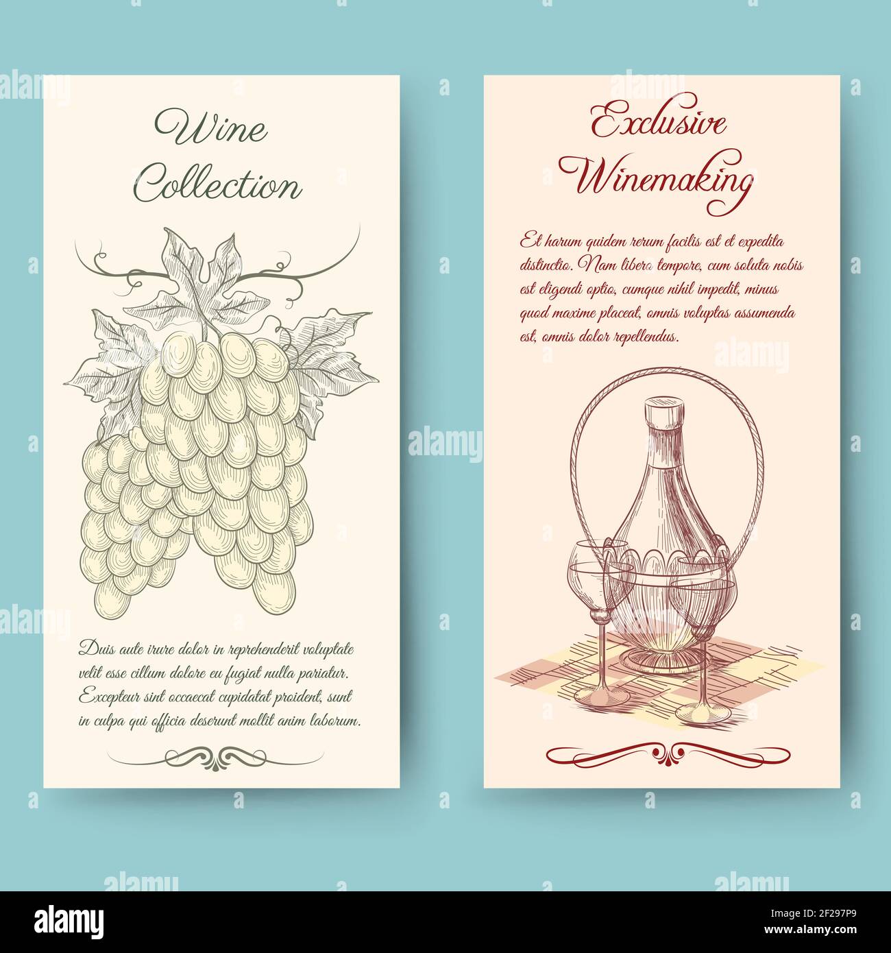 Wine and wine making vertical banners. Bottle label, fruit vintage ...