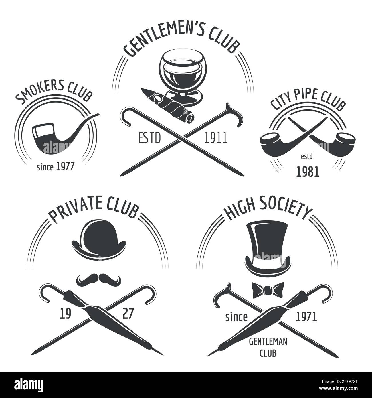 Vintage gentlemen club emblem set. Gentleman club emblem, label ...