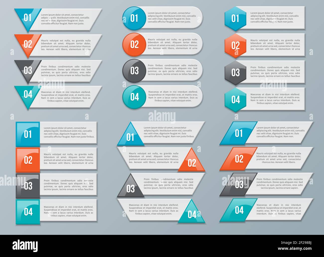 Number Options for Infographics. Numbered data information, chart ...