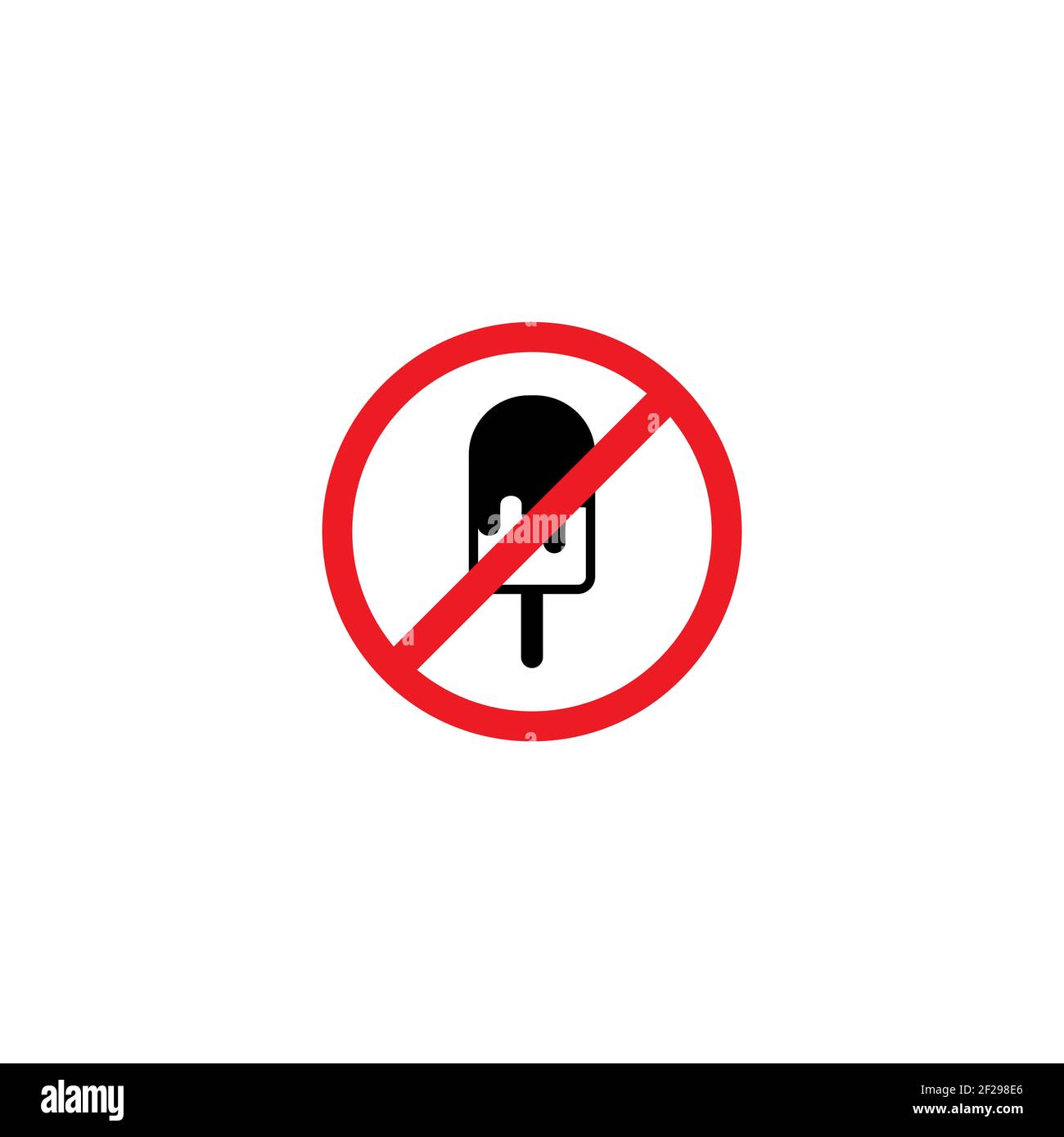 black ice cream lolly in red crossed circle isolated on white ...