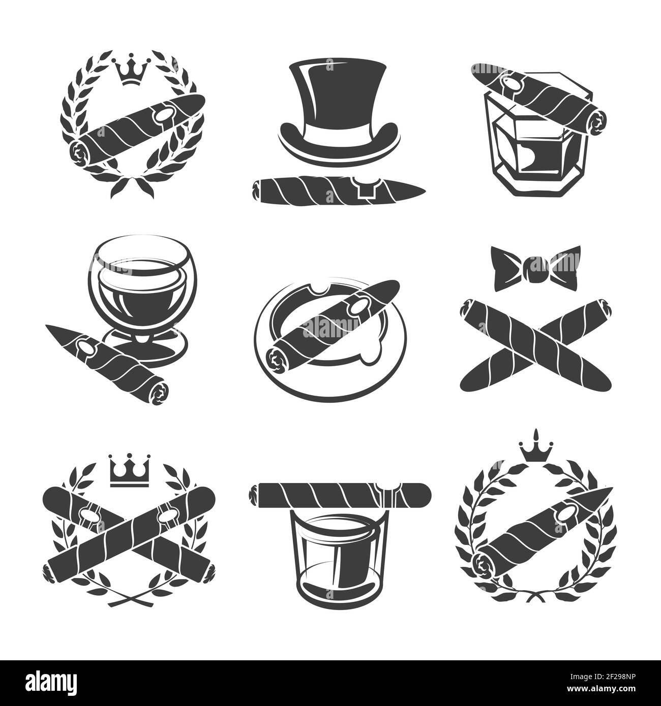 Cigars logo set. Tobacco and nicotine, addiction and drink. Vector ...