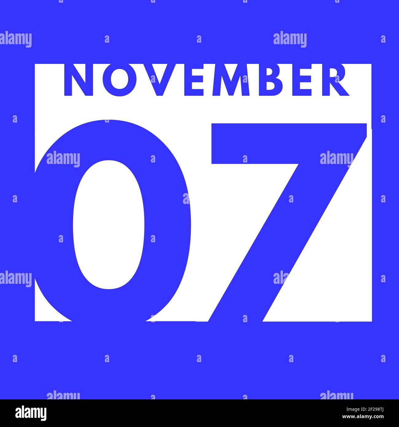 November 7 . flat modern daily calendar icon .date ,day, month ...