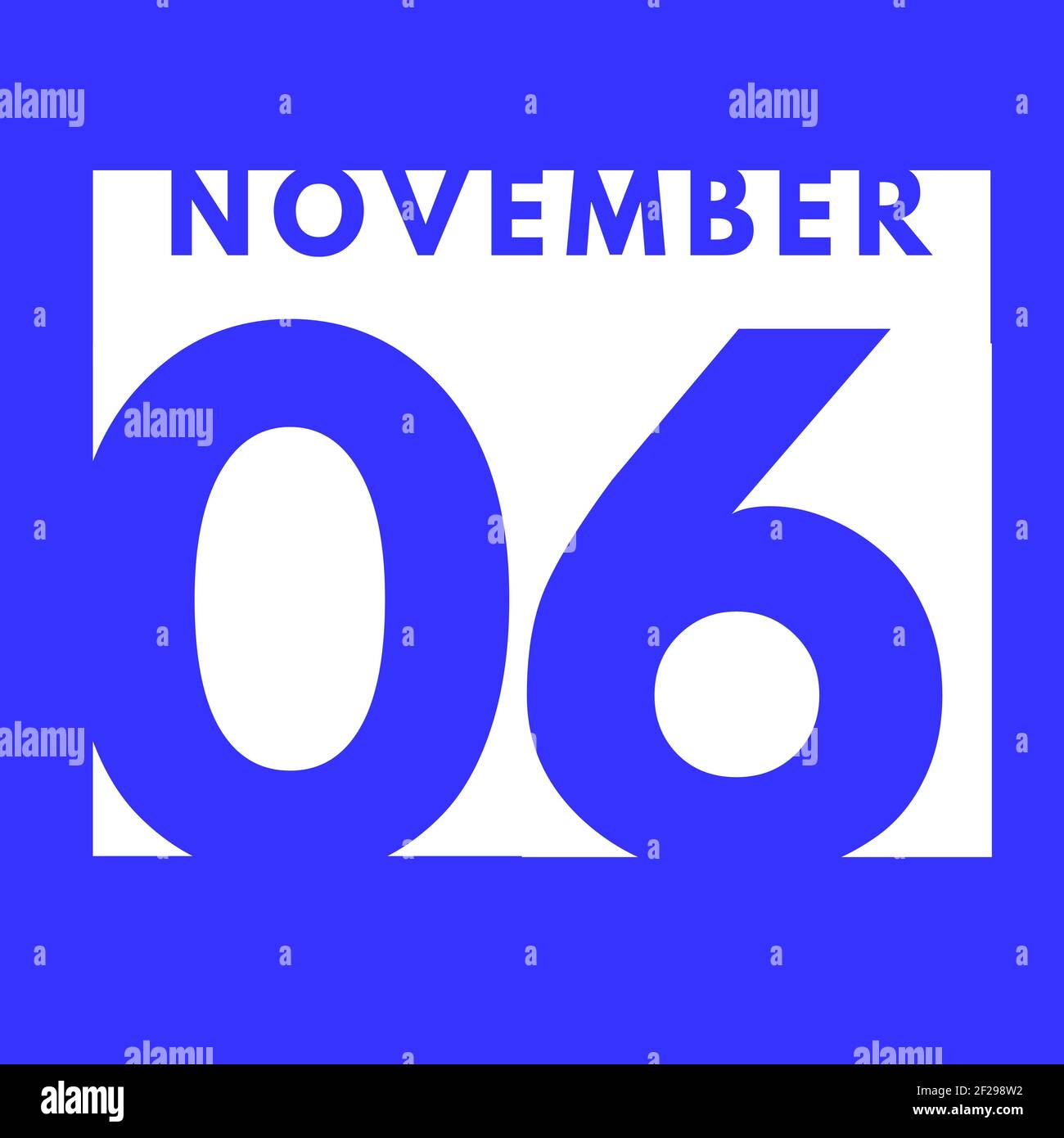 November 6 . flat modern daily calendar icon .date ,day, month ...