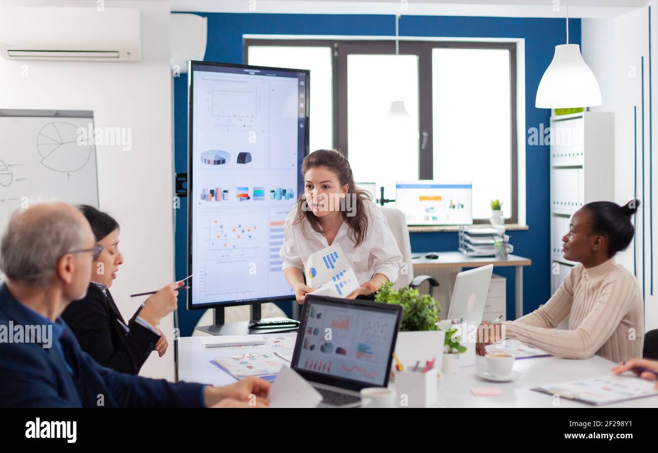 Angry manager screaming diverse employees hi-res stock photography and ...