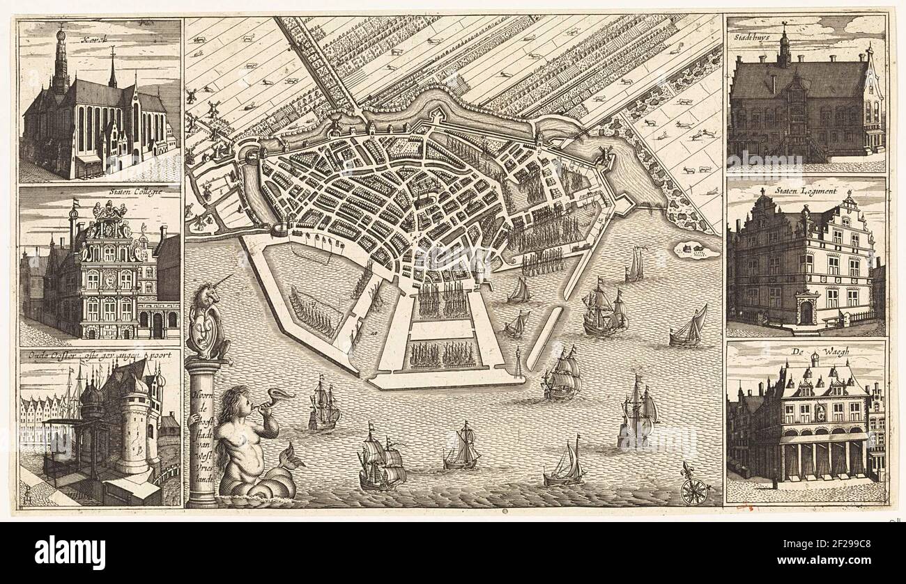 Map and main buildings of Hoorn.A City Map of Hoorn with on Either Side ...