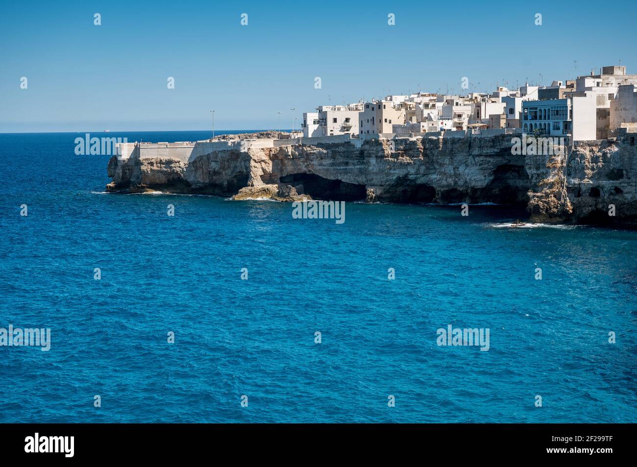 Polignano a Mare above the cliffs of adriatic sea, Puglia Stock Photo ...
