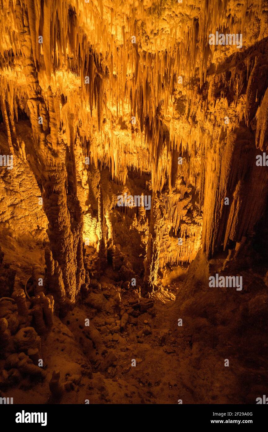 cave of Grotta Bianca in Grotte di Castellana full of stalactites and ...