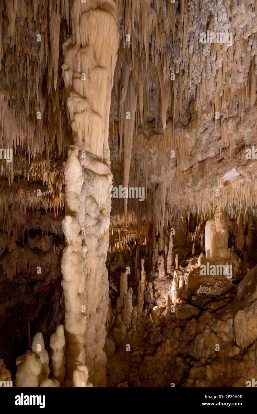 cave of Grotta Bianca in Grotte di Castellana full of stalactites and ...