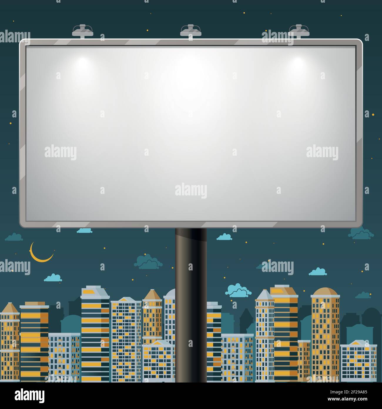 Blank billboard at night time. Advertise commercial, outdoor board ...