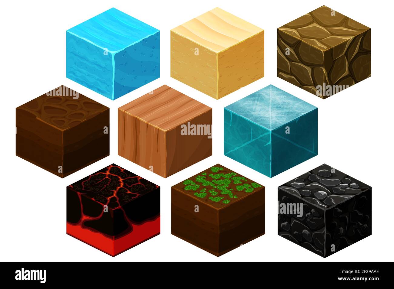Isometric 3D cube textures vector set for computer games. Cube for game ...