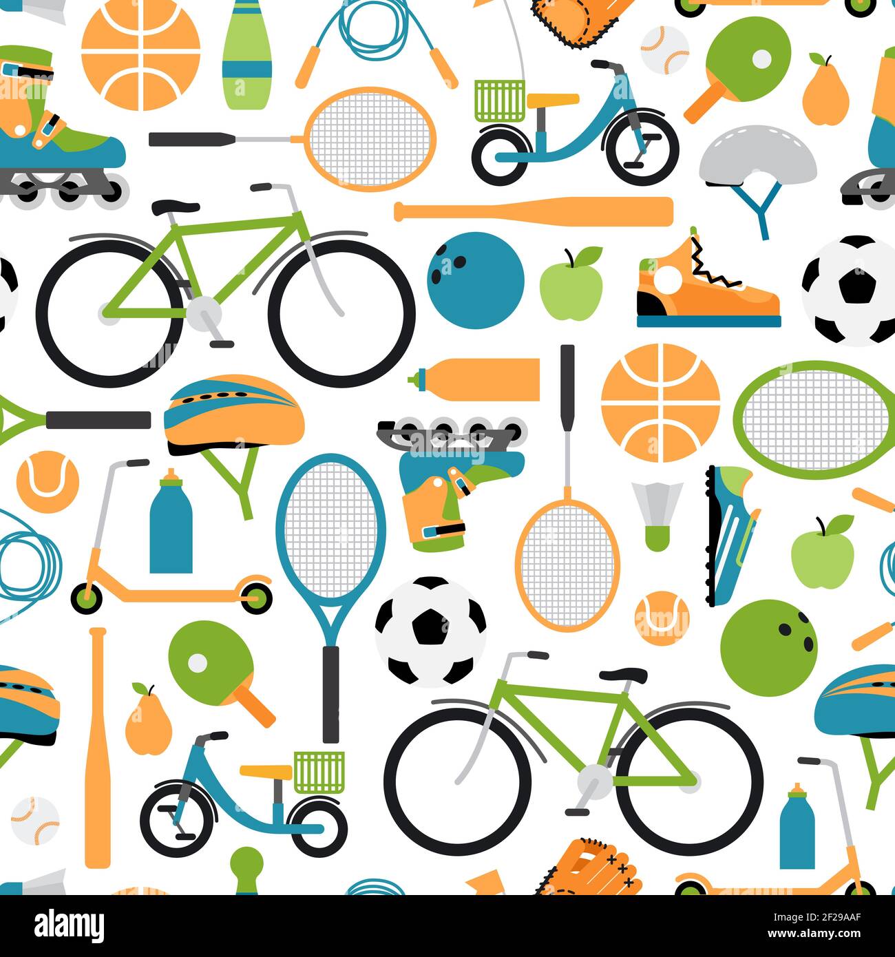 Vector healthy sport pattern background. Seamless pattern, rollers and ...