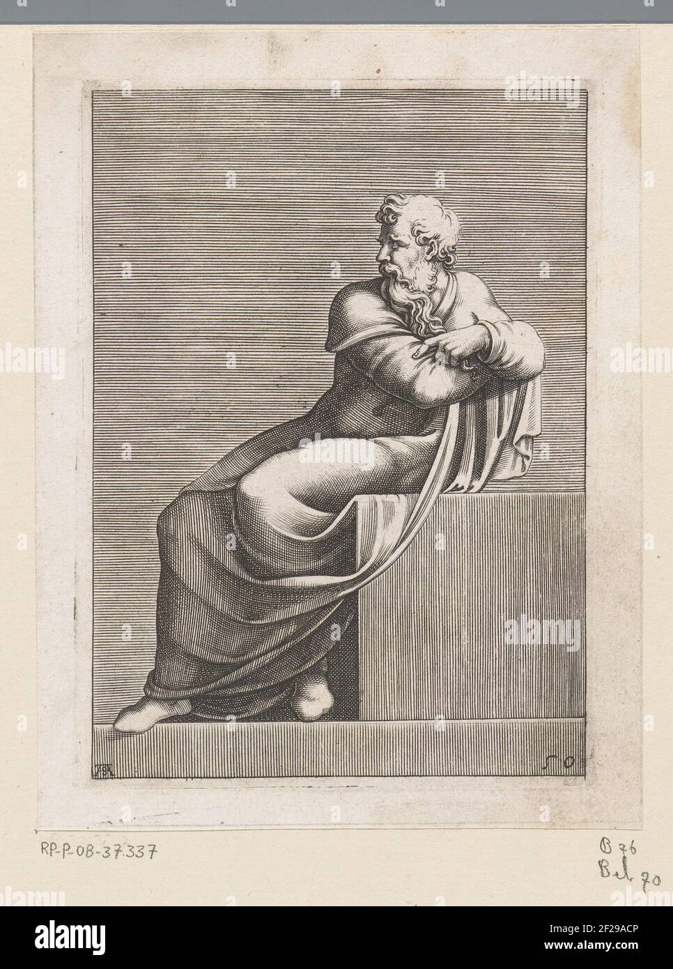 Sitting old man; Paintings in the Sixtin Chapel. Figure from ...