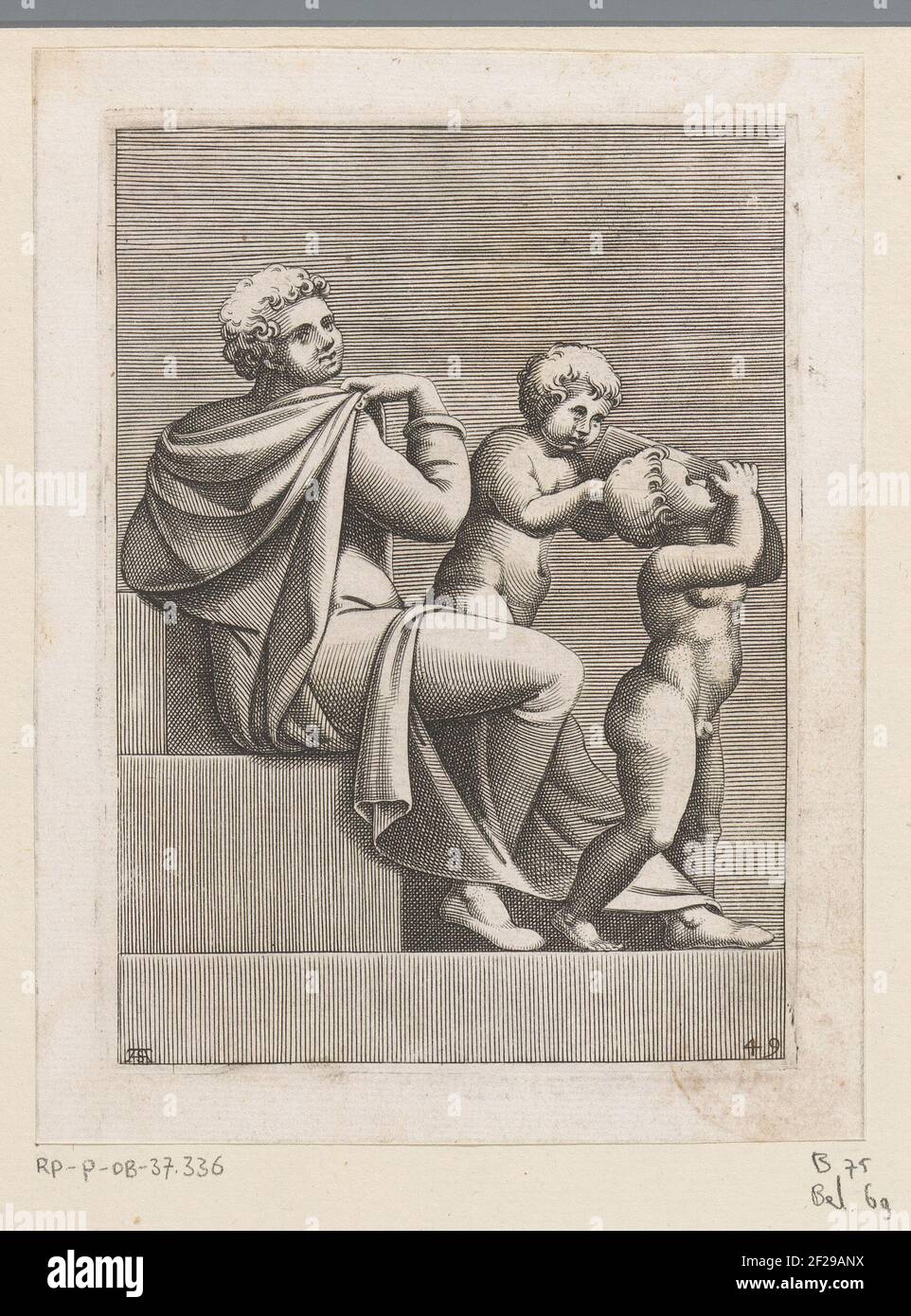 Sitting young man with two children; Paintings in the Sixtin Chapel ...