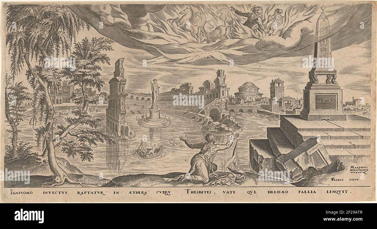 Landscape with Elisa, receiving the mantle of Elia.Elia is in a car ...