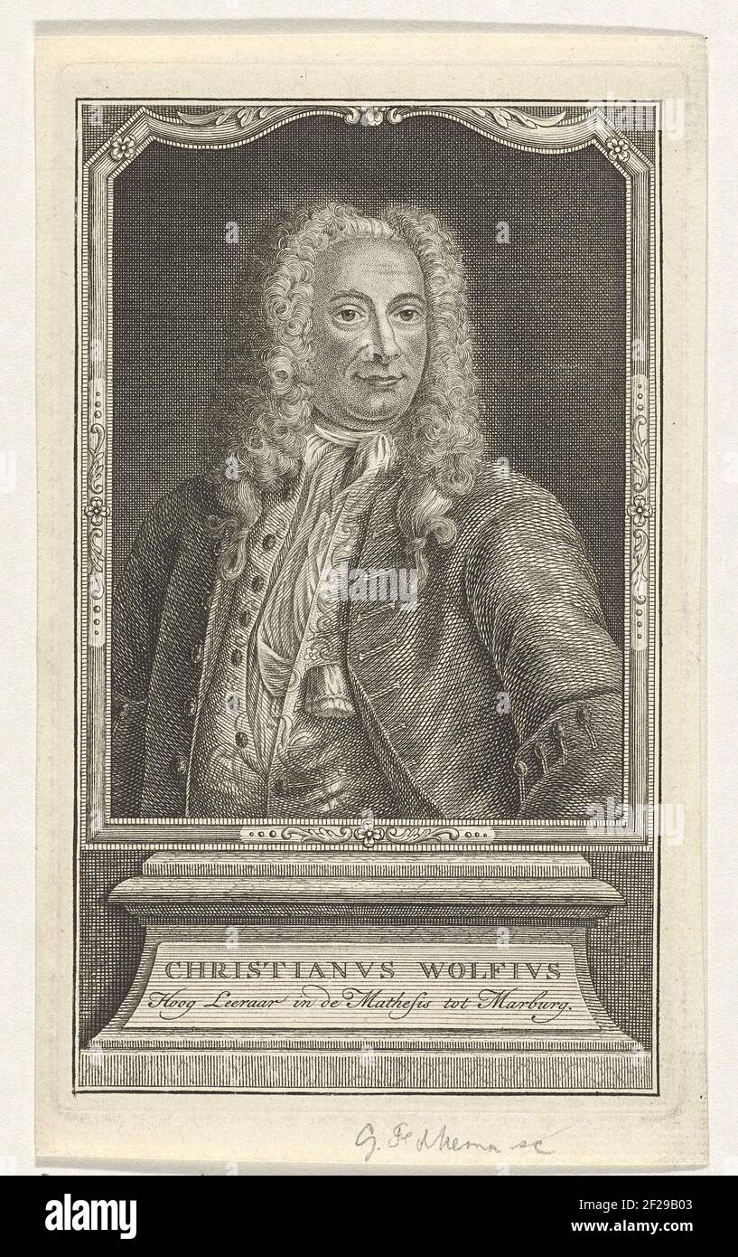 Portret van Christian Wolff.Portrait in half of the philosopher ...