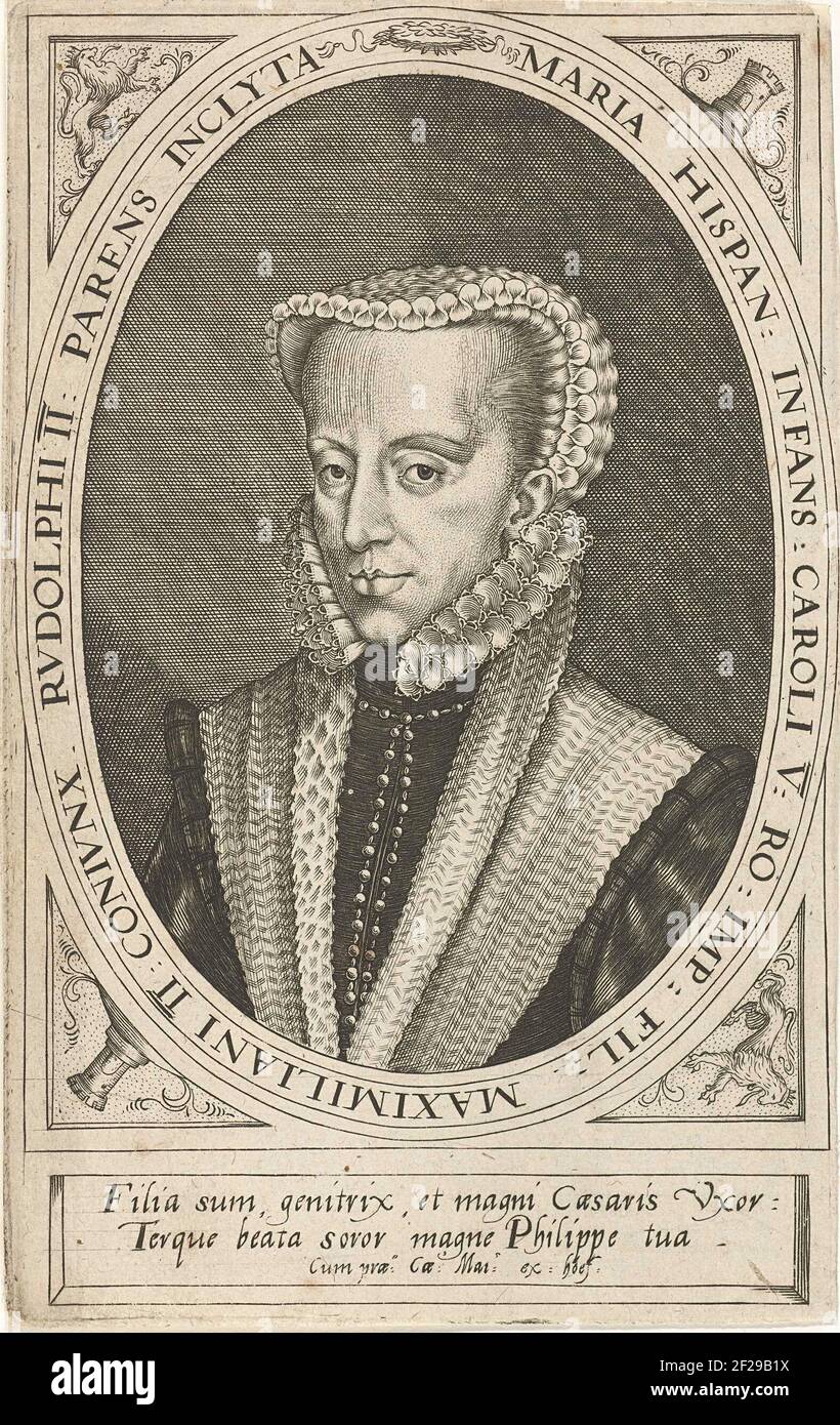 Maria, koningin van Bohemen.Bust to the right of Maria, Queen of ...