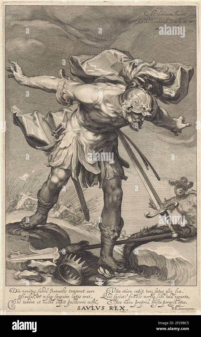 Koning Saul stort zich in zijn zwaard; Saulus rex; Zondaars uit het ...