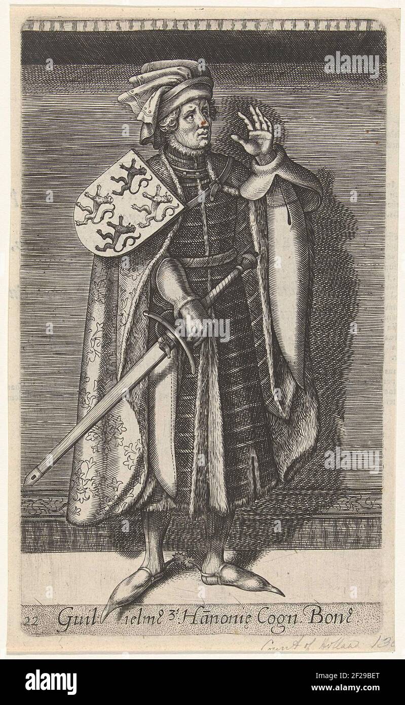 Portret van Willem III de Goede, graaf van Holland; Guilielm 3 Hanonie ...