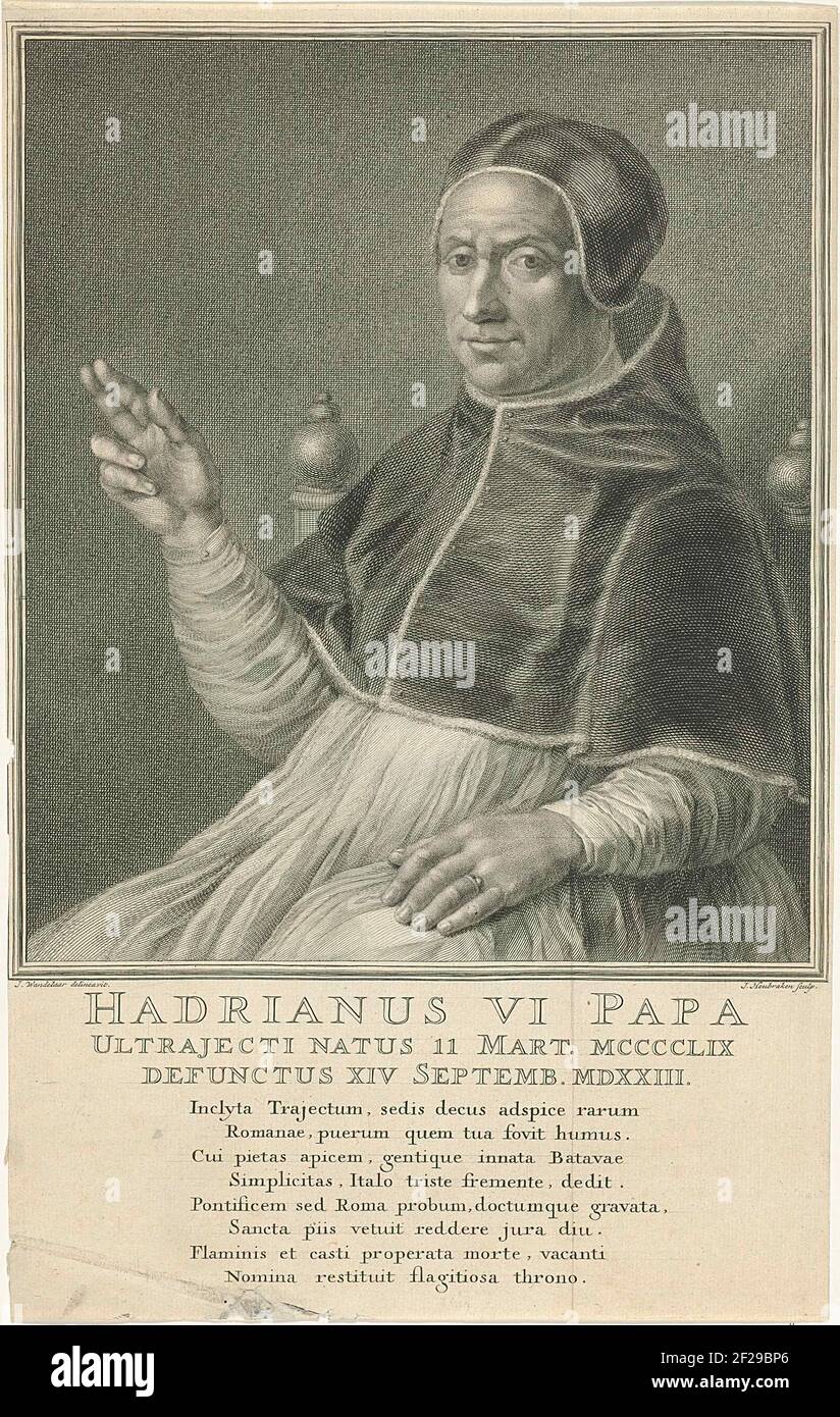 Portret van paus Adrianus VI; Hadrianus VI Papa.Knee piece from Pope ...