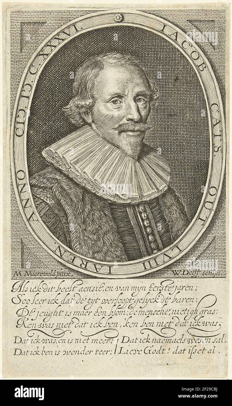 Portret van Jacob Cats op 58-jarige leeftijd.Portrait of Jacob Cats at ...