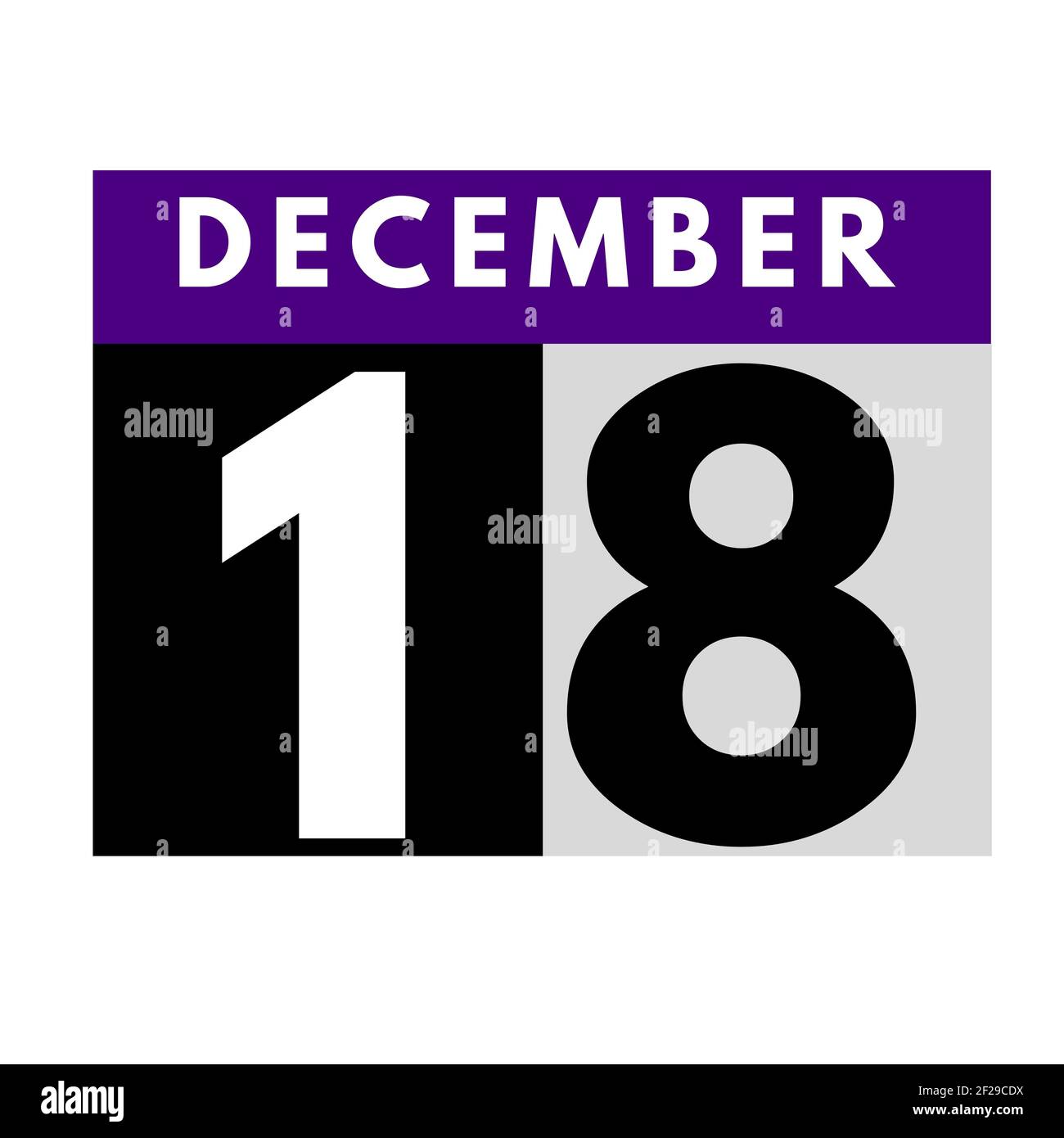December 18 . flat modern daily calendar icon .date ,day, month ...