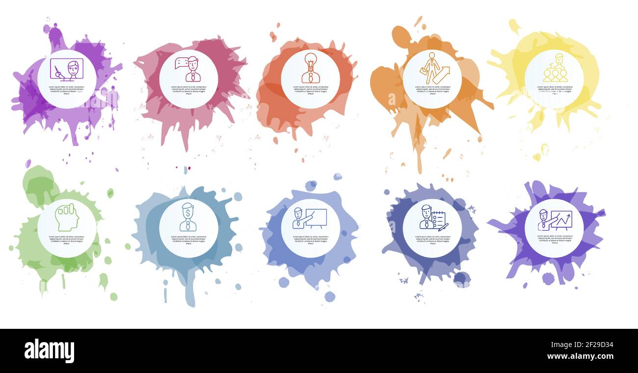 Infographic Business Training template. Icons in different colors ...