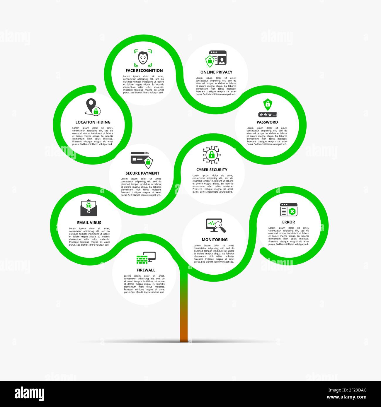 Infographic Internet Security template. Icons in different colors ...